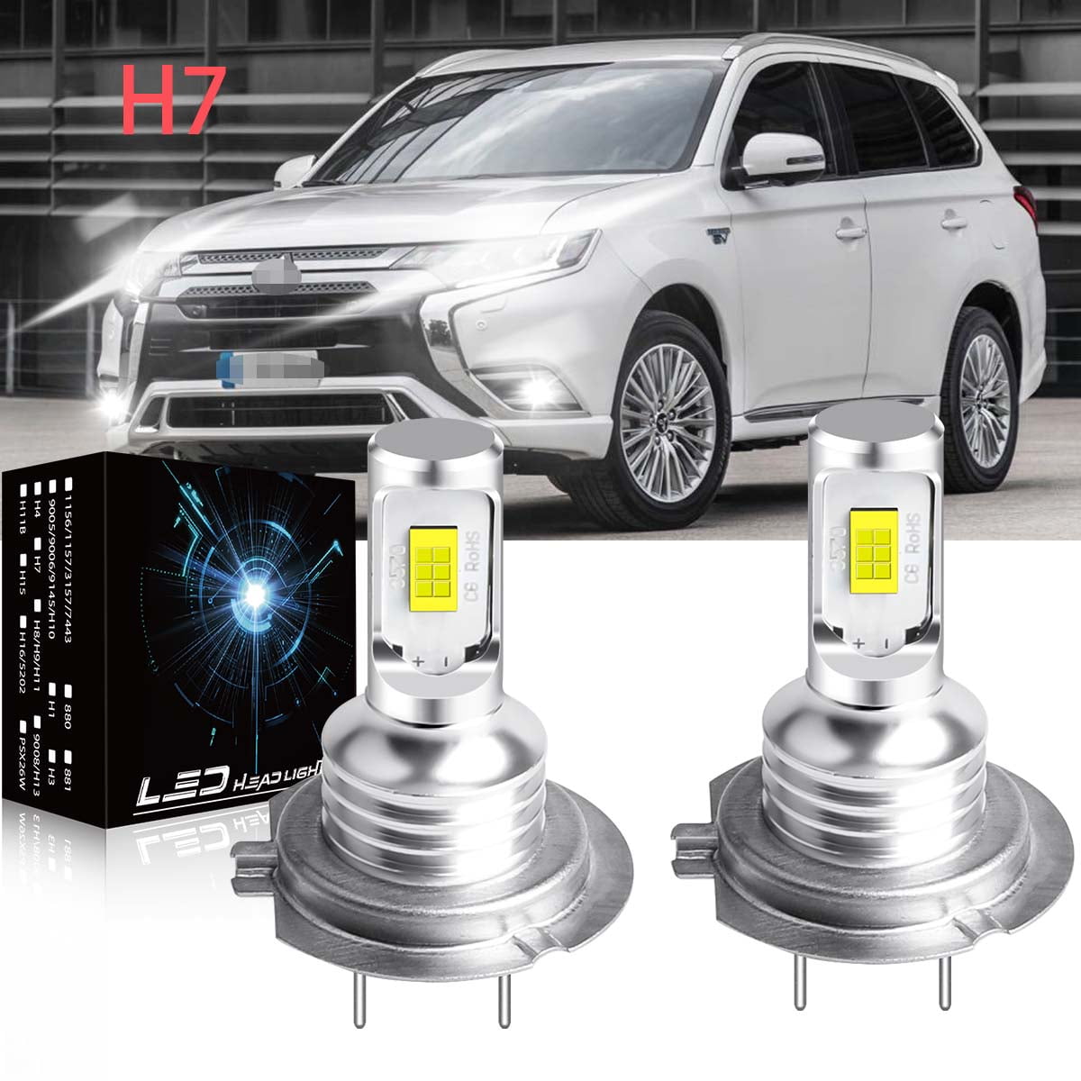 FZPJJNB For Mitsubishi Outlander 2014-2019 H7 Led Headlight Bulb Low ...