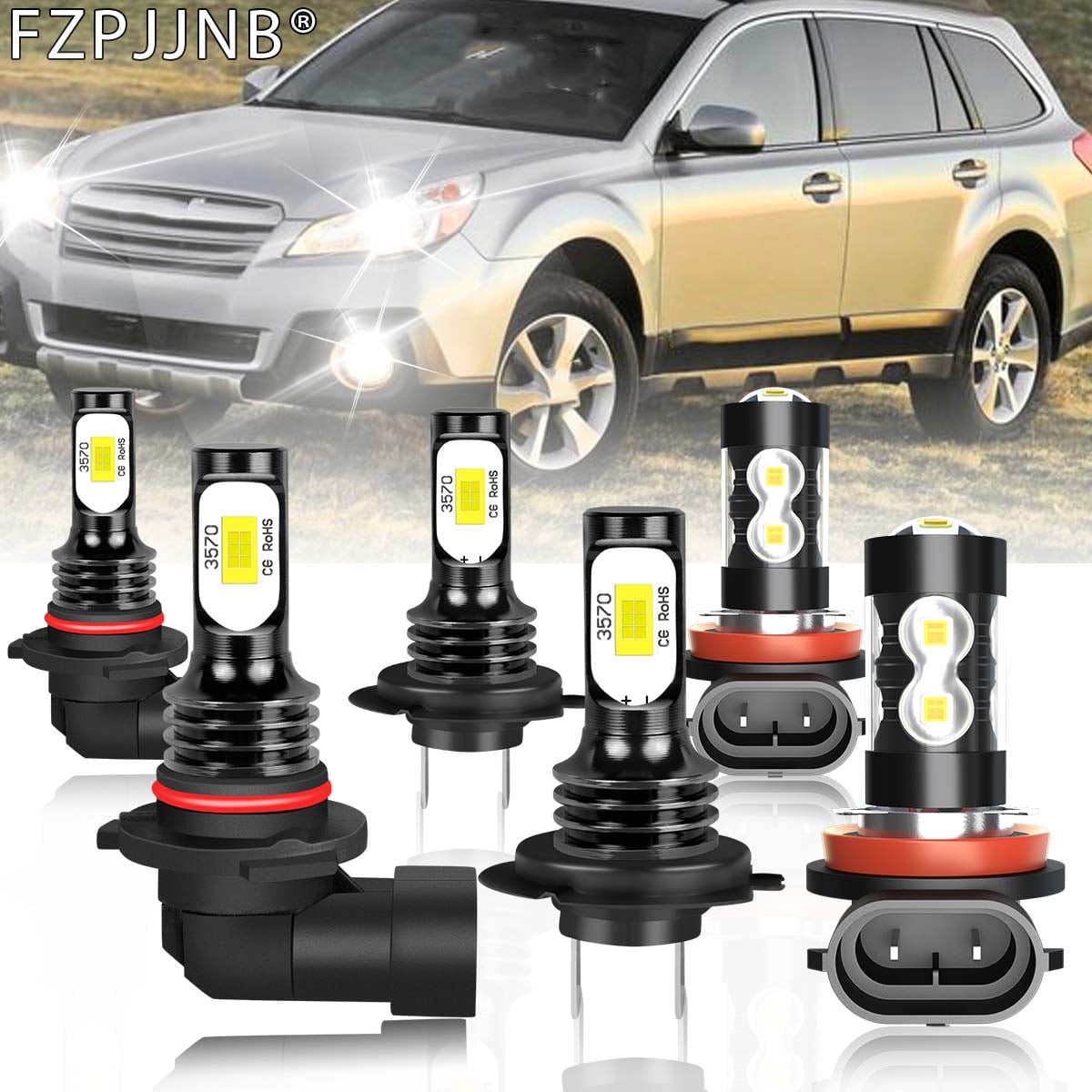 FZPJJNB For Subaru Outback 2010-2014 - 6x LED Headlight Fog Light Bulbs ...