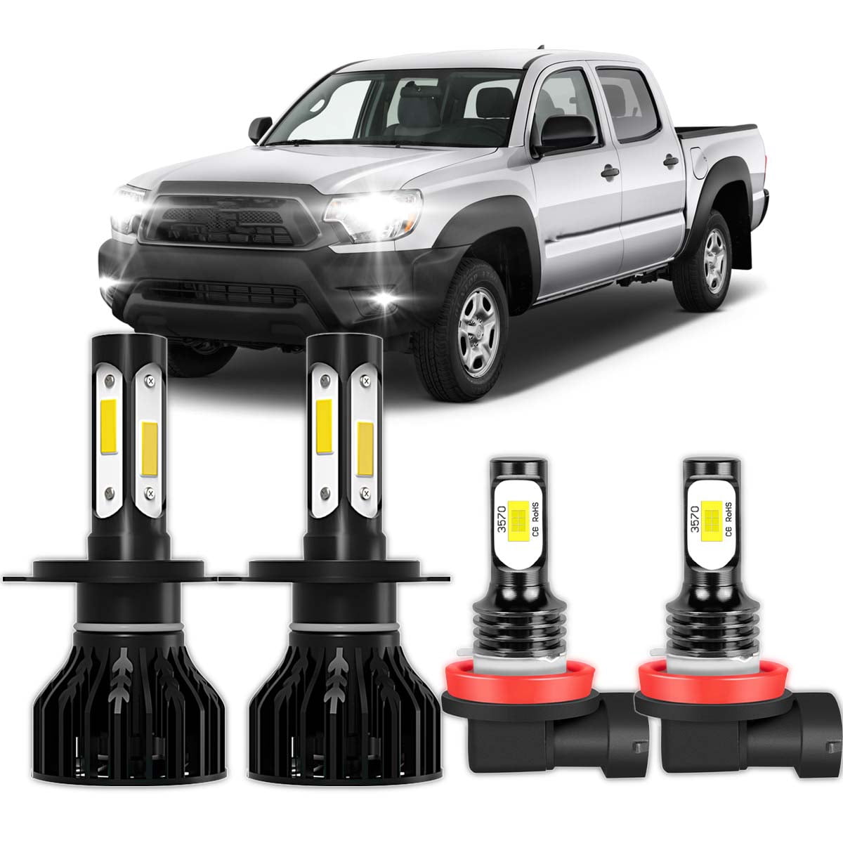 FZPJJNB For Toyota HiAce 2006-2020 4-sides LED Headlight 6000K White ...