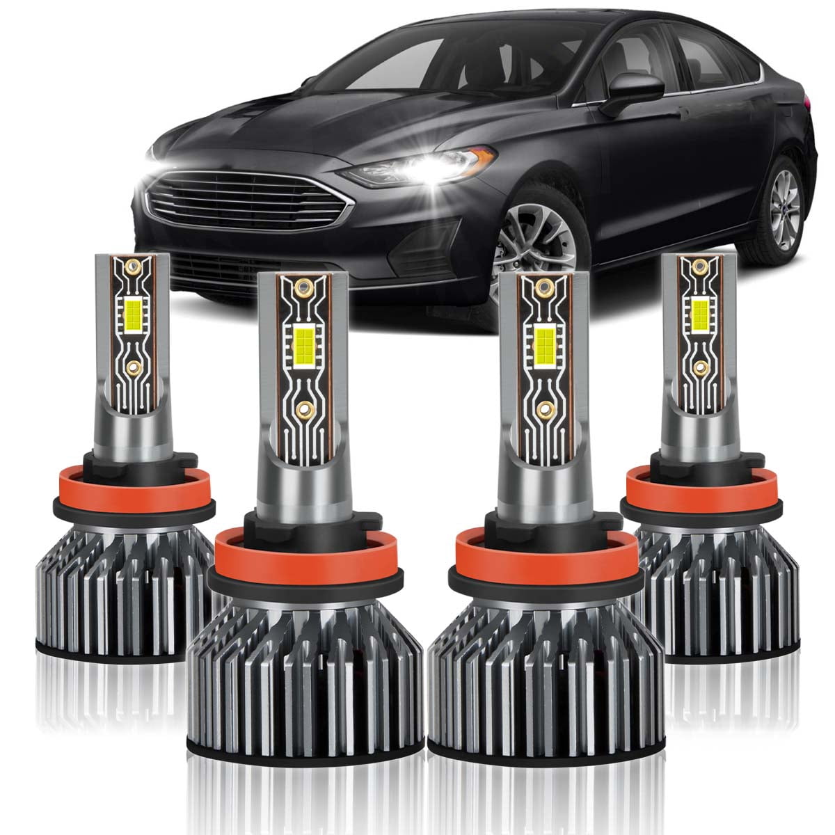 FZPJJNB H11+H11 LED Headlights Combo High Low Beam Conversion Kit ...