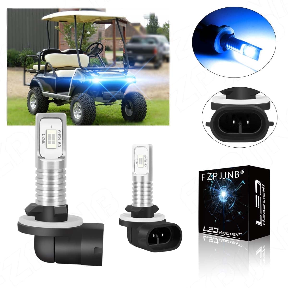 FZPJJNB LED Automotive Light Bulbs, 8000K Ice Blue LED, Fits EZGO, Club ...