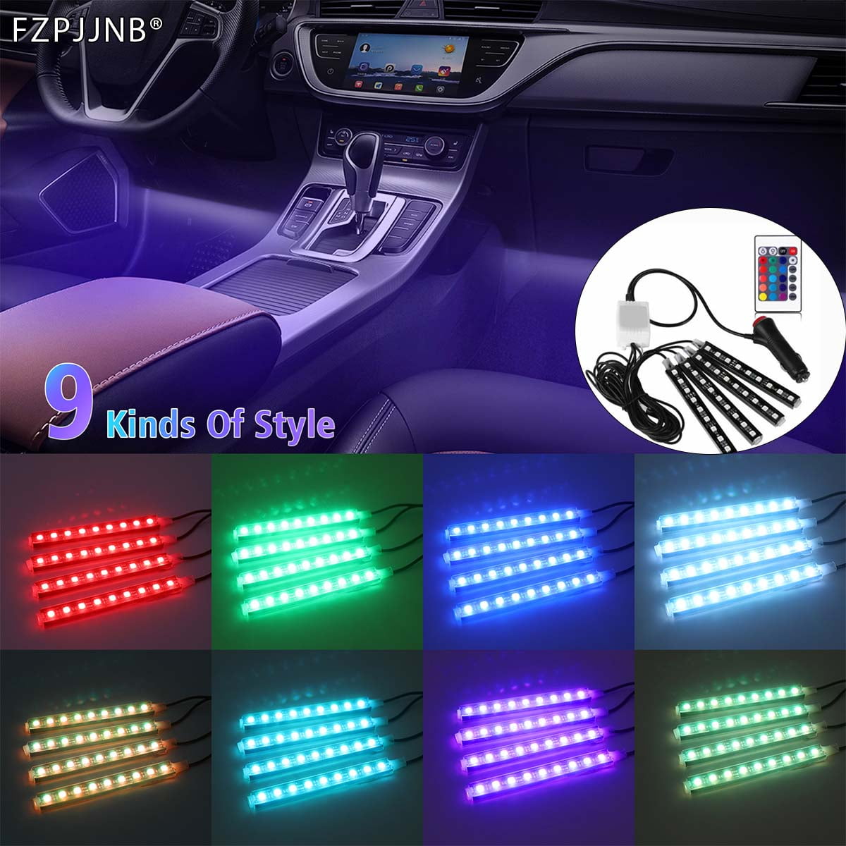 FZPJJNB RGB LED 5050 light strip for Cars Inside car Lighting interior ...