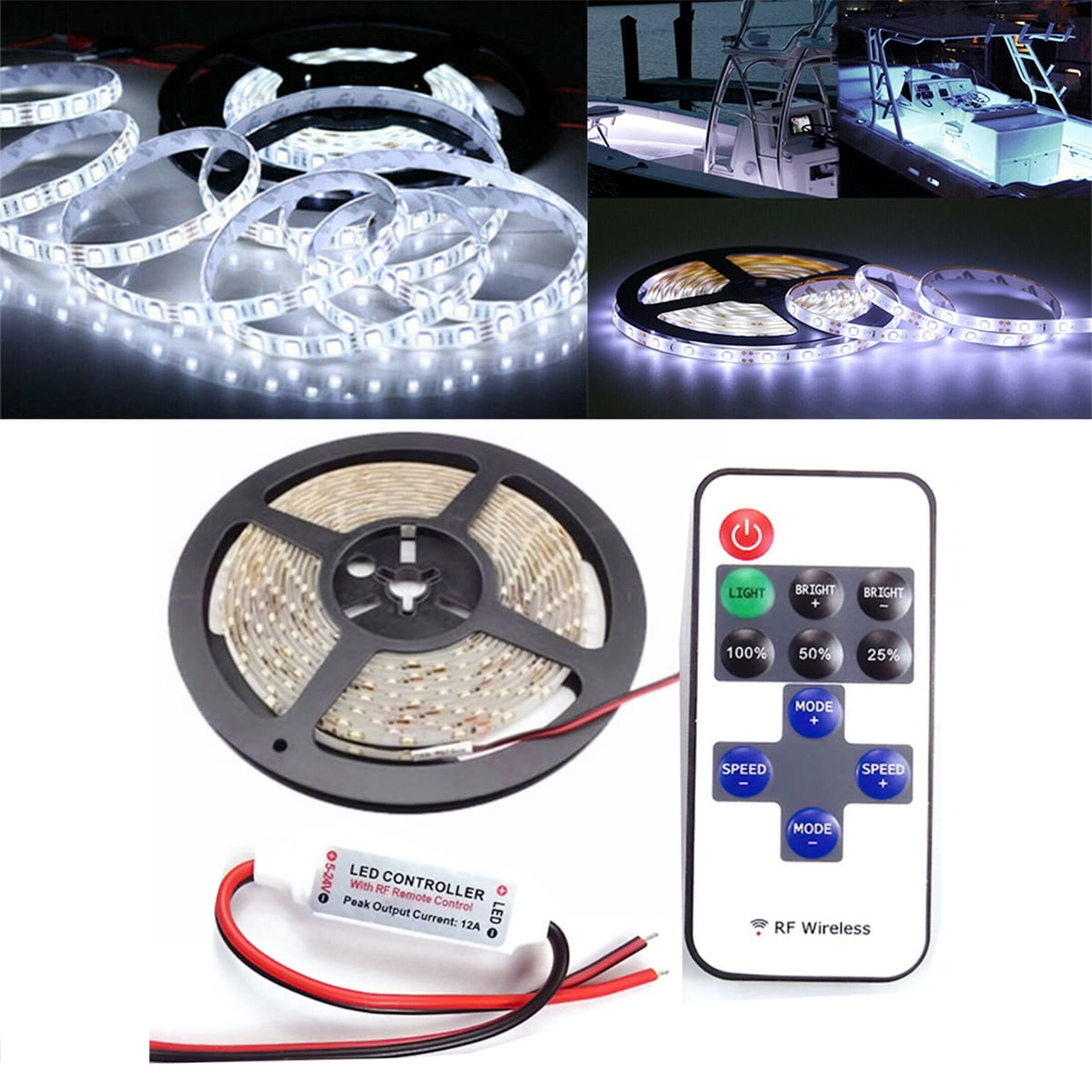 FZPJJNB White LED Strip Light,16FT Dimmable Bright,RV Awning Party ...