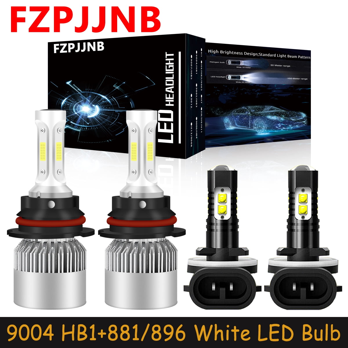 FZPJJNB for Ford Tempo 1992-1994 LED Headlights Bulbs High Low Beam ...