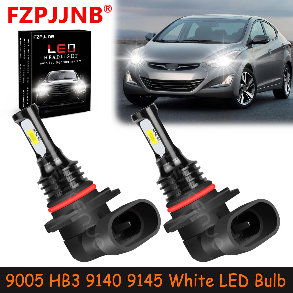 FZPJJNB for Hyundai Elantra 2014-2019 White Led Headlights Bulb Low ...