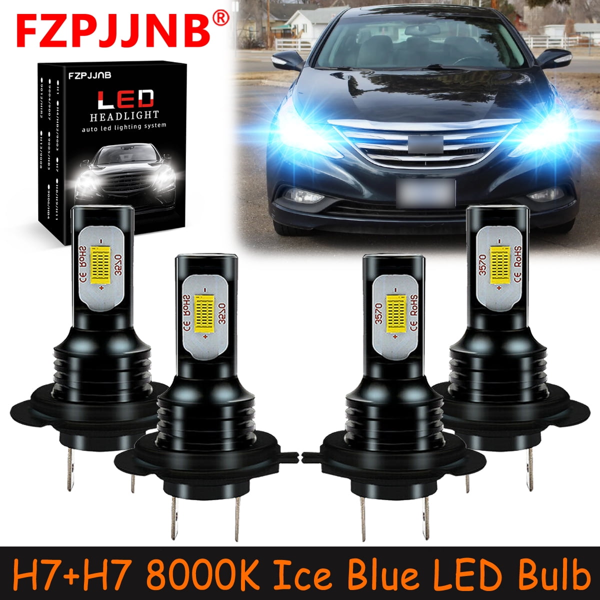 FZPJJNB for Hyundai Sonata 2011-2014 H7 Led Headlights Bulb High/Low Beam 8000k Ice Blue,HKL,C02 ...