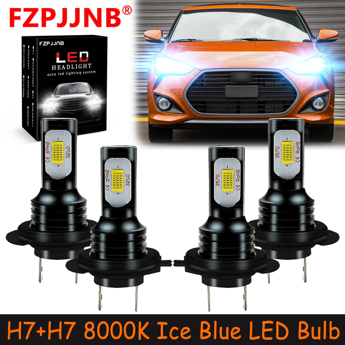 FZPJJNB for Hyundai Veloster 2012-2017 H7 Led Headlights Bulb High/Low ...