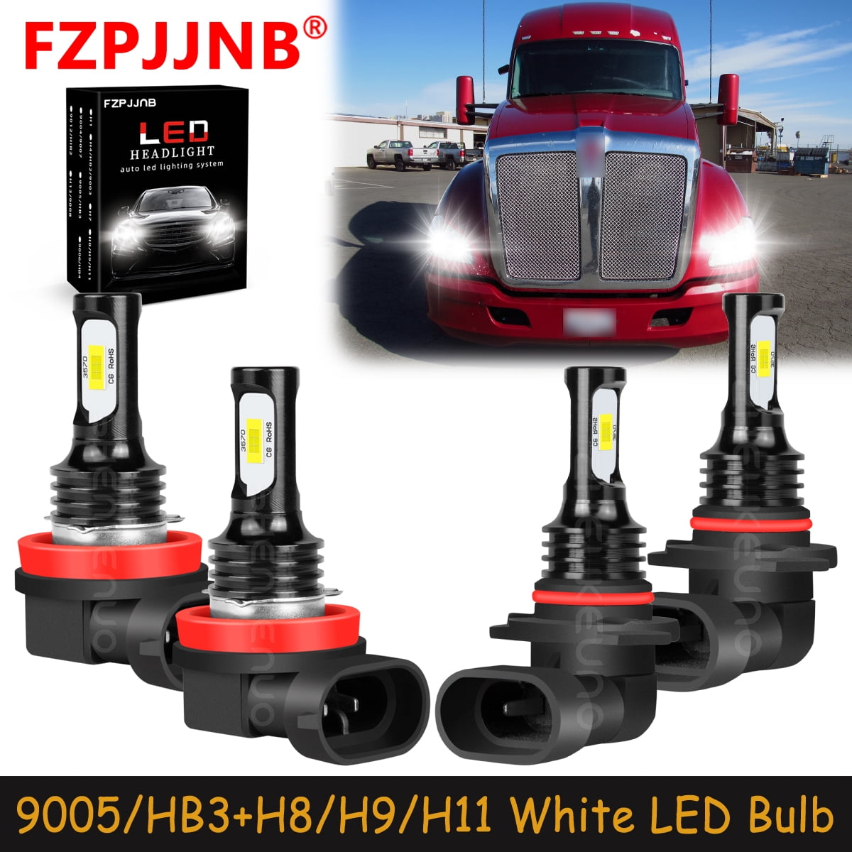 FZPJJNB for Kenworth T680 T880 2013-2019 Led Headlights Bulbs High Low ...