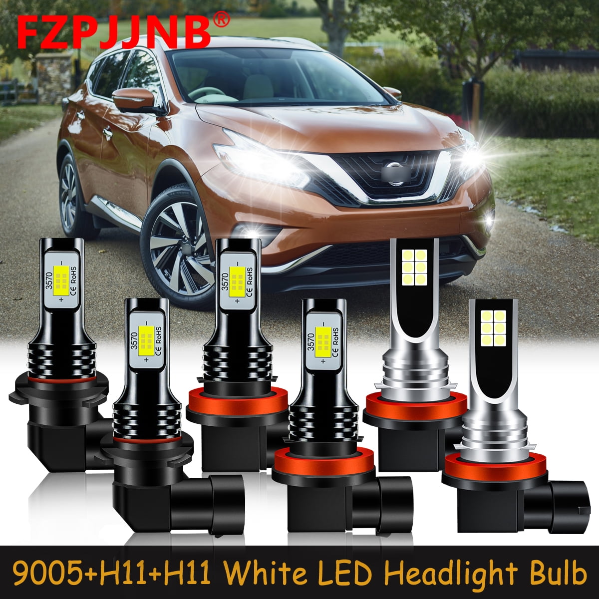FZPJJNB for Nissan Murano 2009-2014 6000k Led Headlight High Low Beam ...