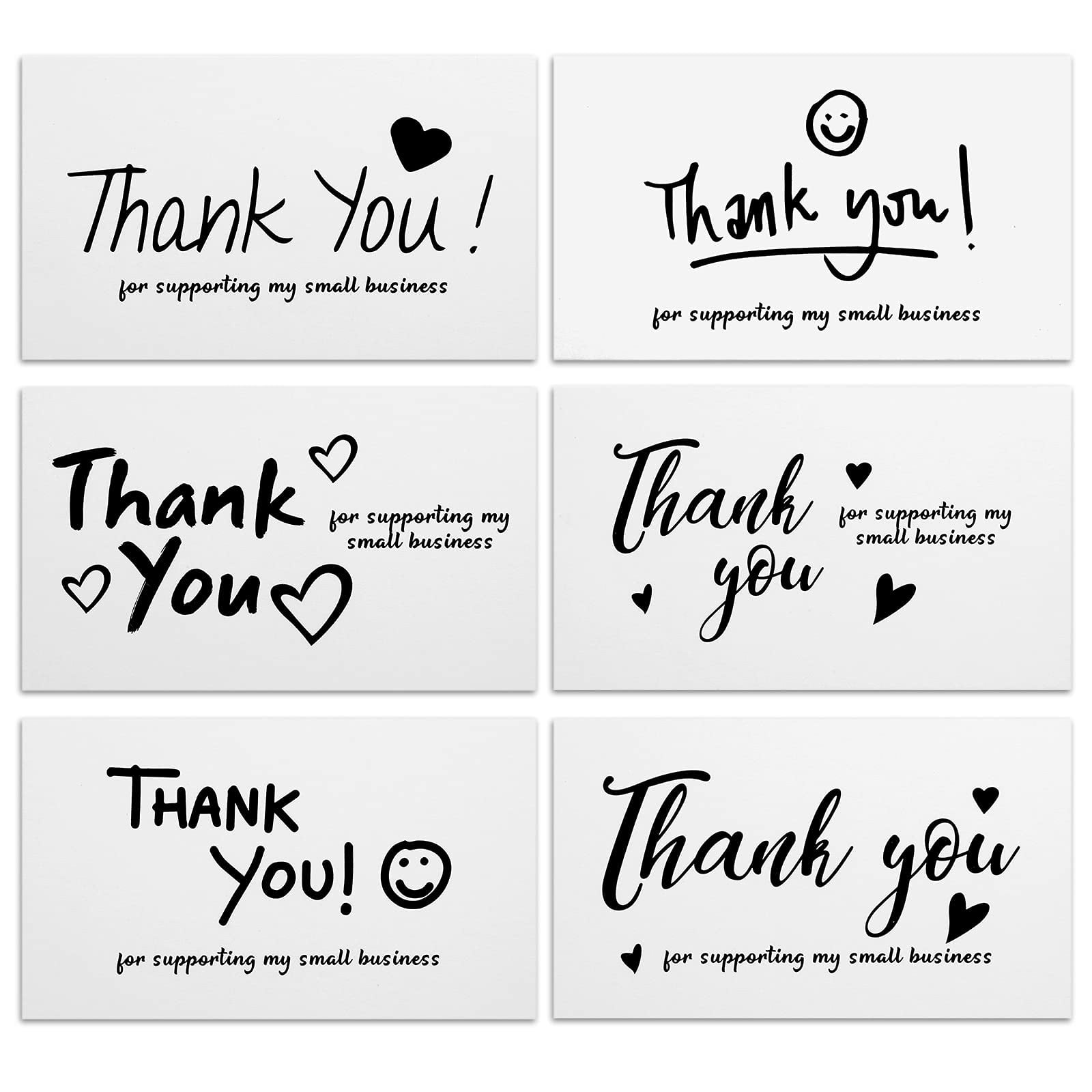 FZR Legend 120Pcs Thank You Cards Small Business, Mini 6 Styles Thank ...
