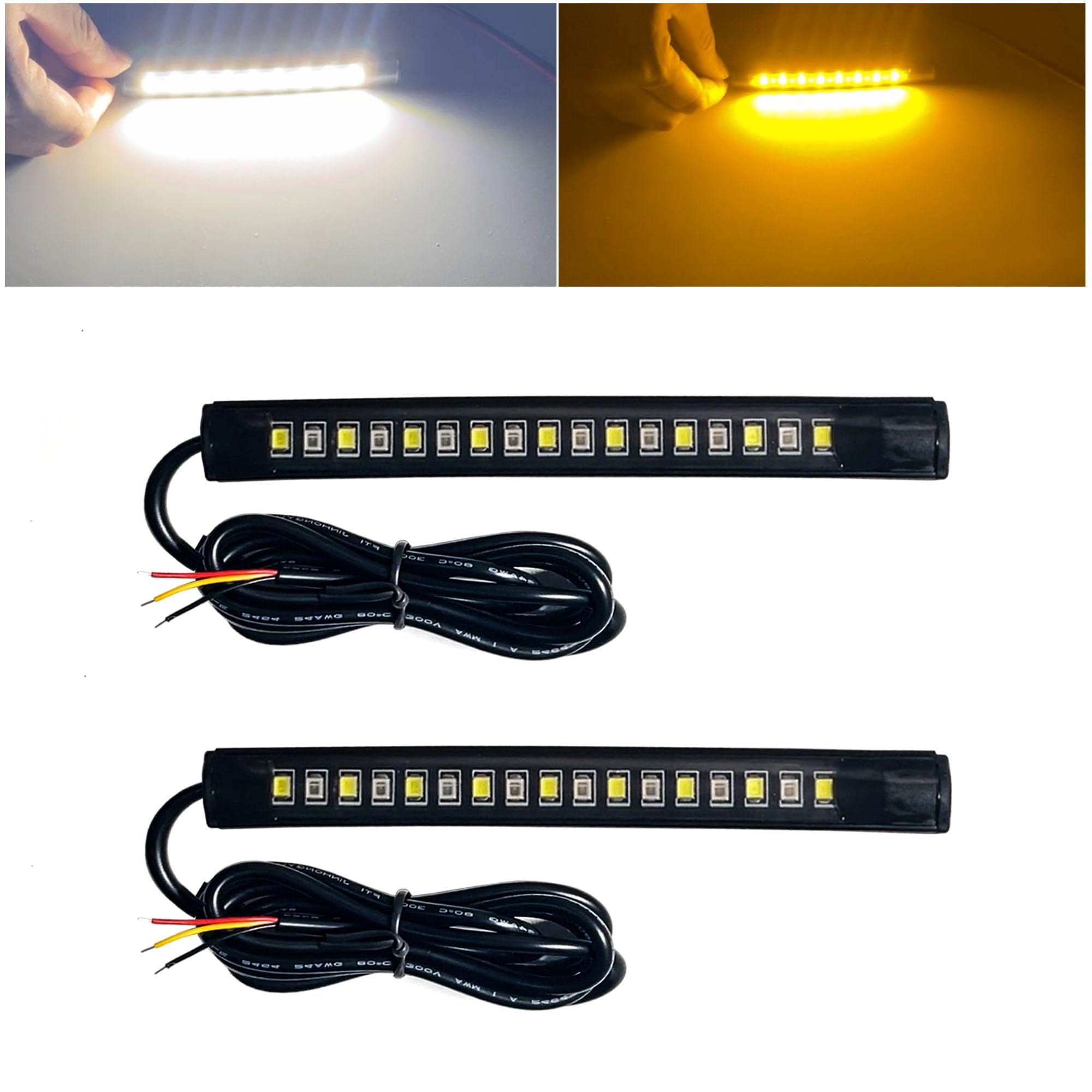 FZSSHYG 2 Pcs Universal KEF16 Dual Color White & LED Turn Signal Light ...