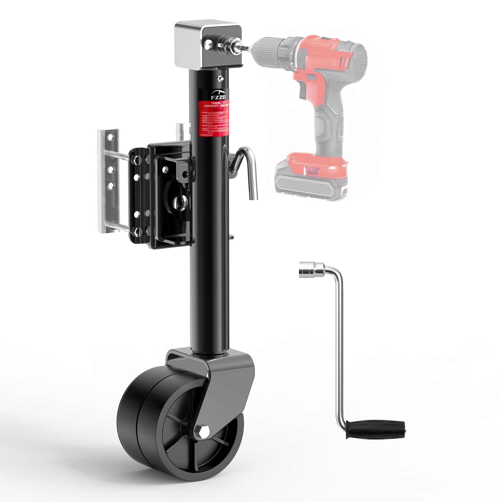 FZZD 2000lbs Trailer Jack with Dual Wheel, 20-24V Cordless Drill ...