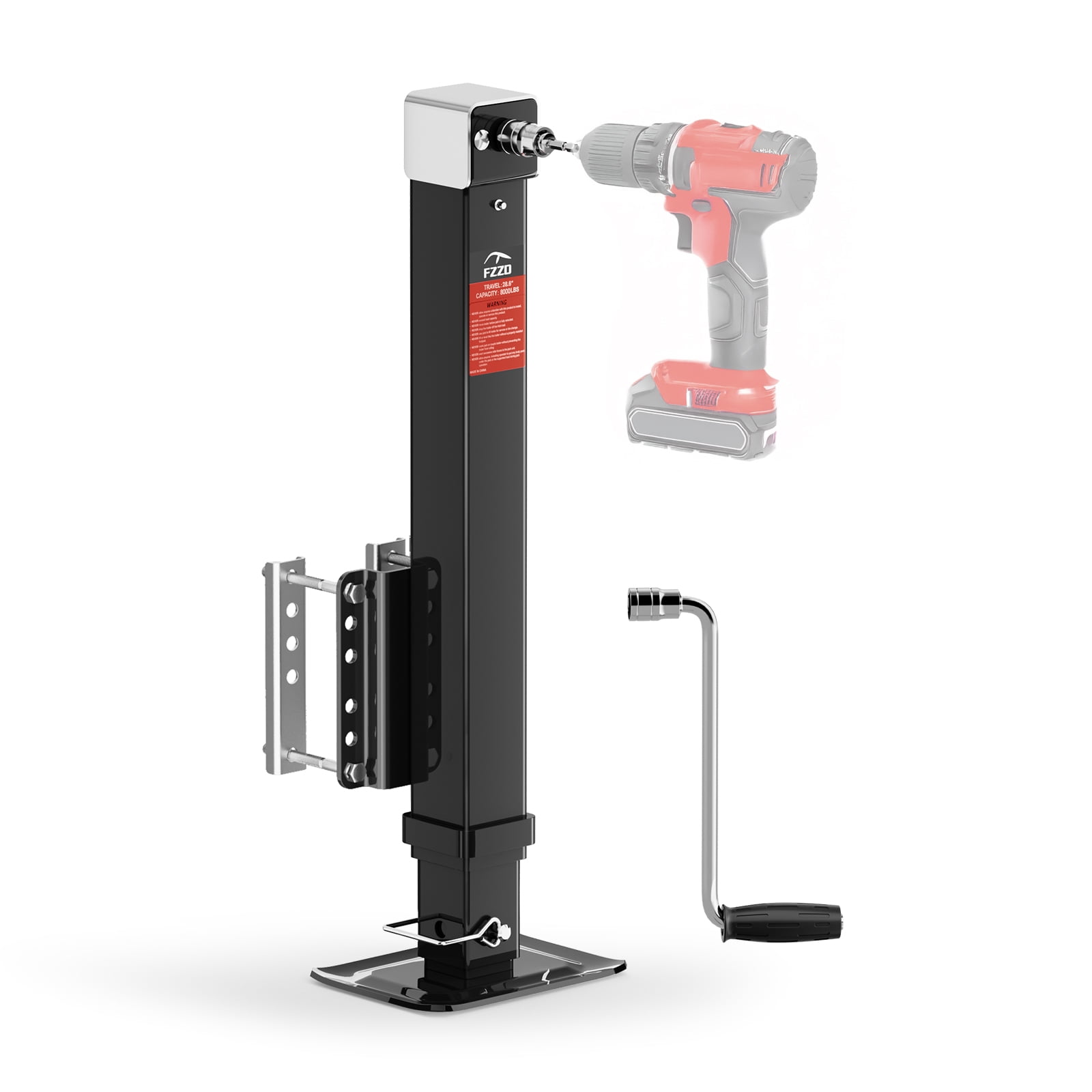 FZZD 8000 lbs Heavy Duty Trailer Jack, 20-24V Cordless Drill Compatible ...
