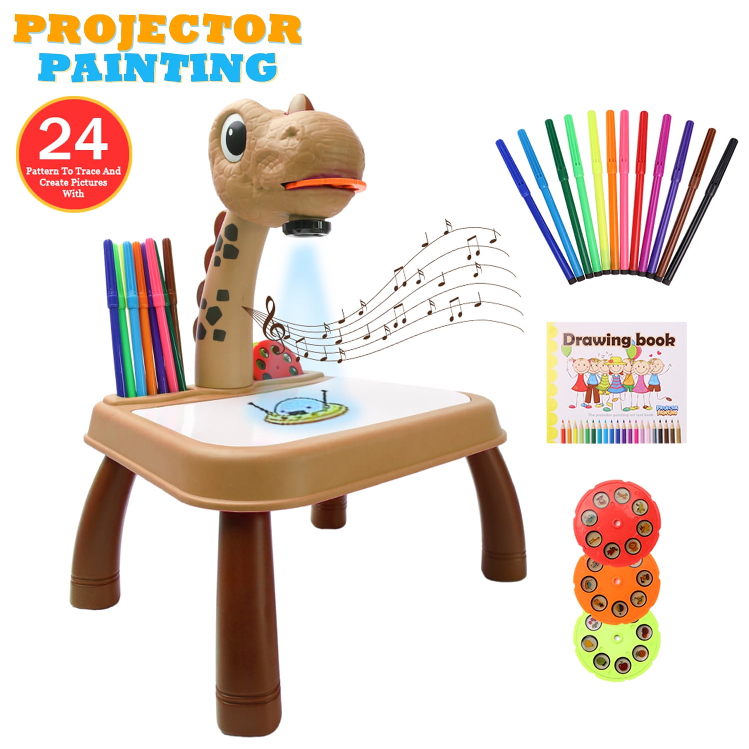 FZZTOY Drawing Board for Kids, Projector Painting kit Table Trace and Draw Smart Projector ...