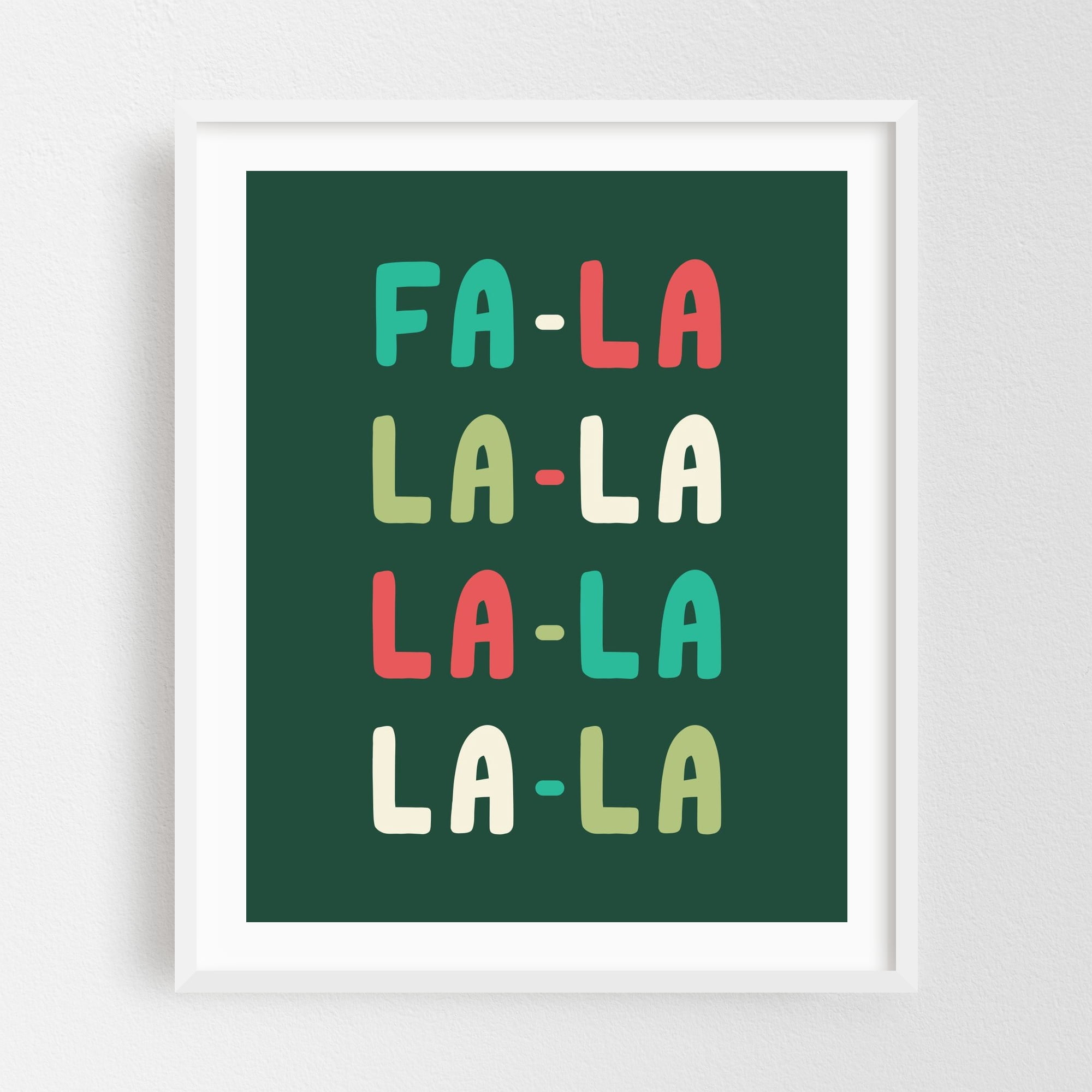 Fa La La - Illustration Typography Humor Quote Winter Whimsical White ...