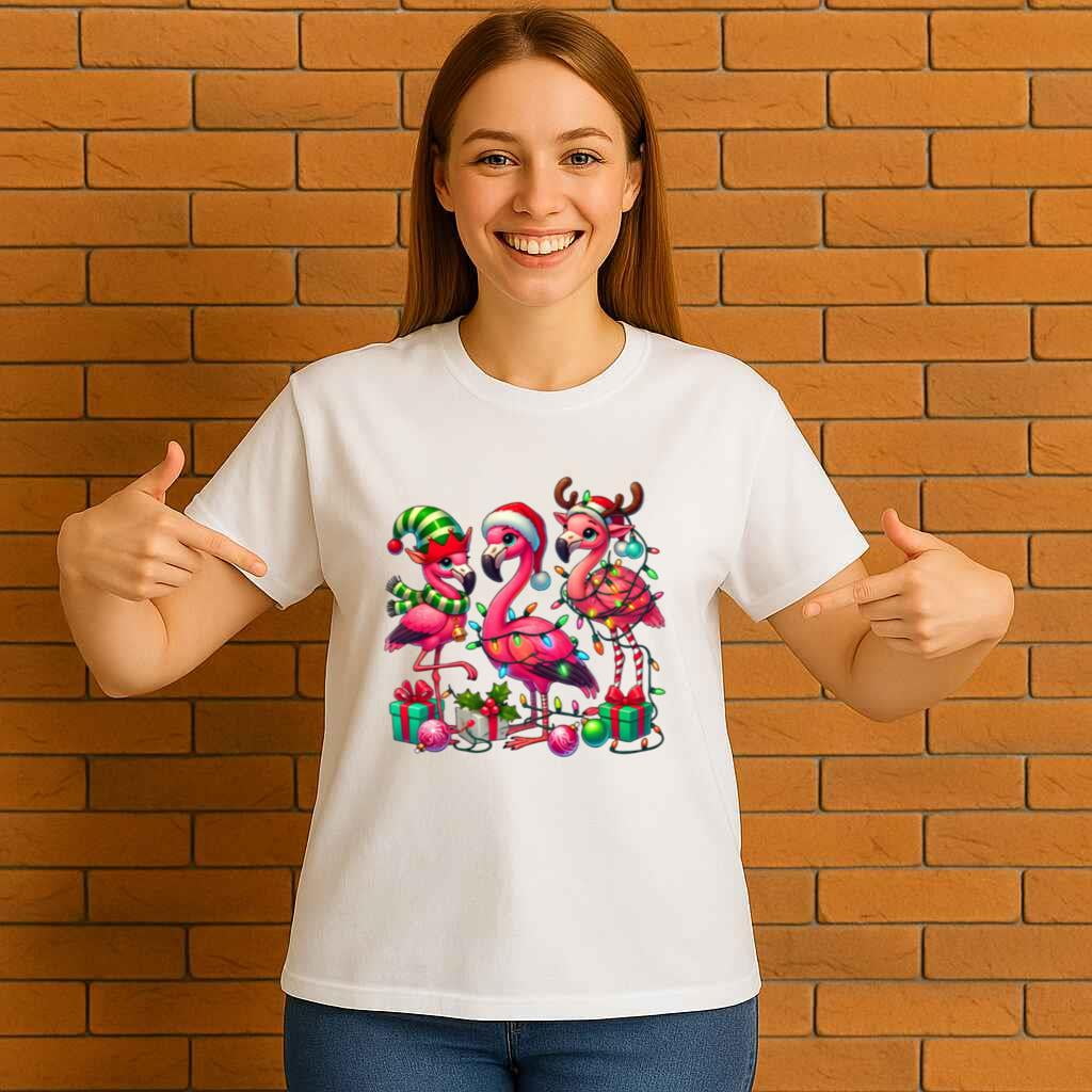 Fa La La La Mingo Retro Tropical Flamingo Christmas Graphic T Shirt,for ...