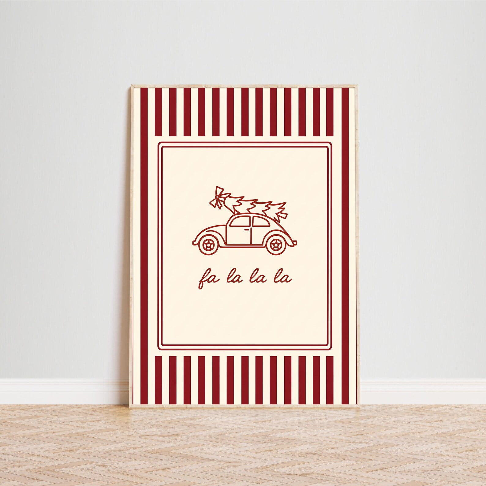 Fa La La La Poster – Retro Christmas Car Holiday Wall Art, 12x18 ...