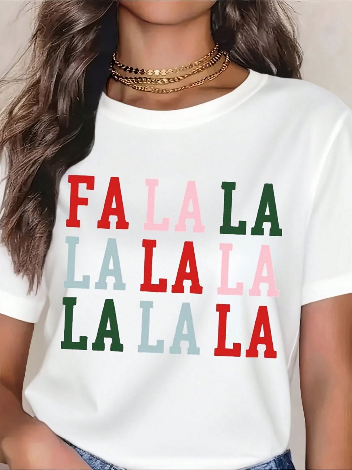 Fa La La Xmas Lettering Tee, Colorful Holiday Typography Graphic ...