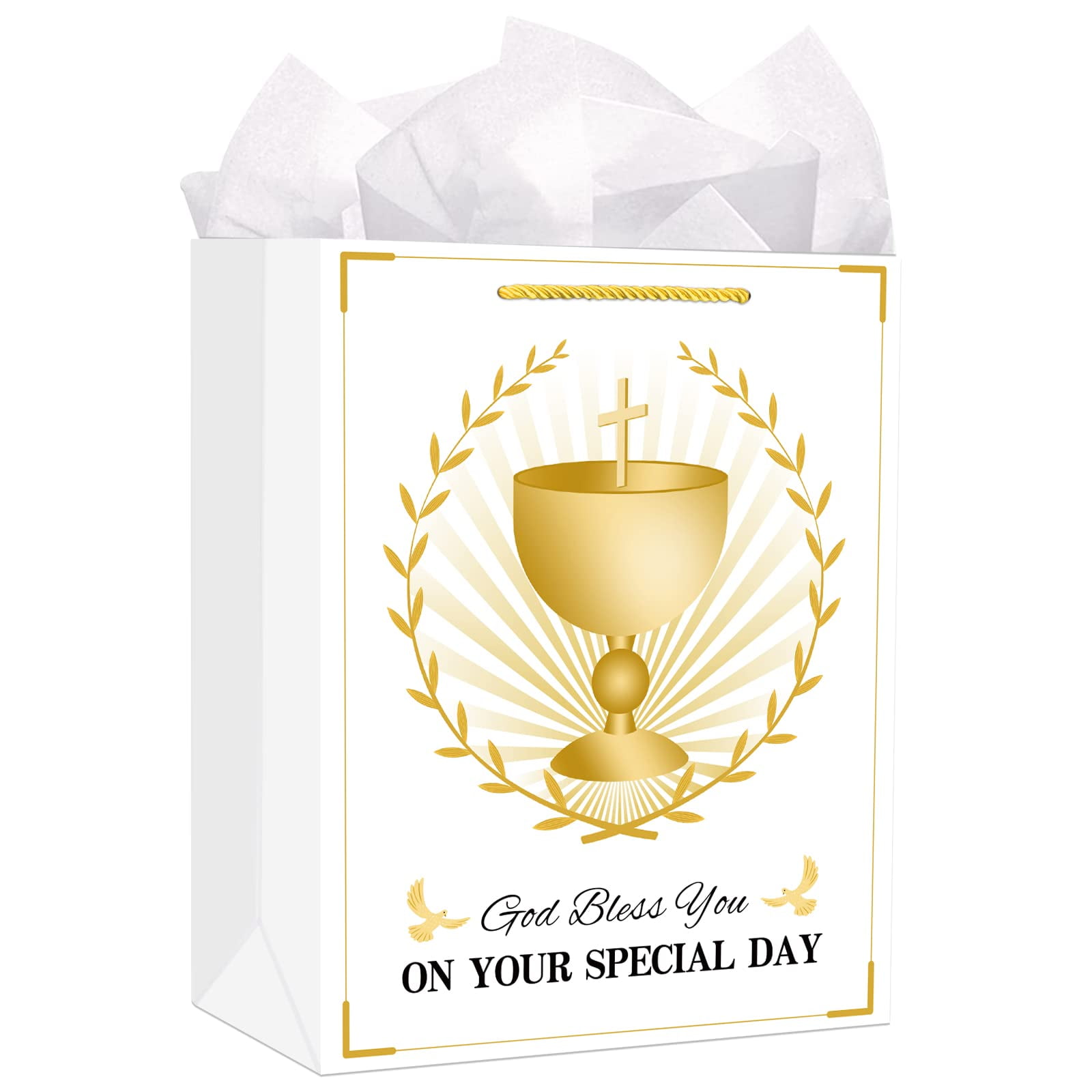 FaCraft First Communion Gifts YYF14 Bags for Girls Gold Cross Gift Bag ...