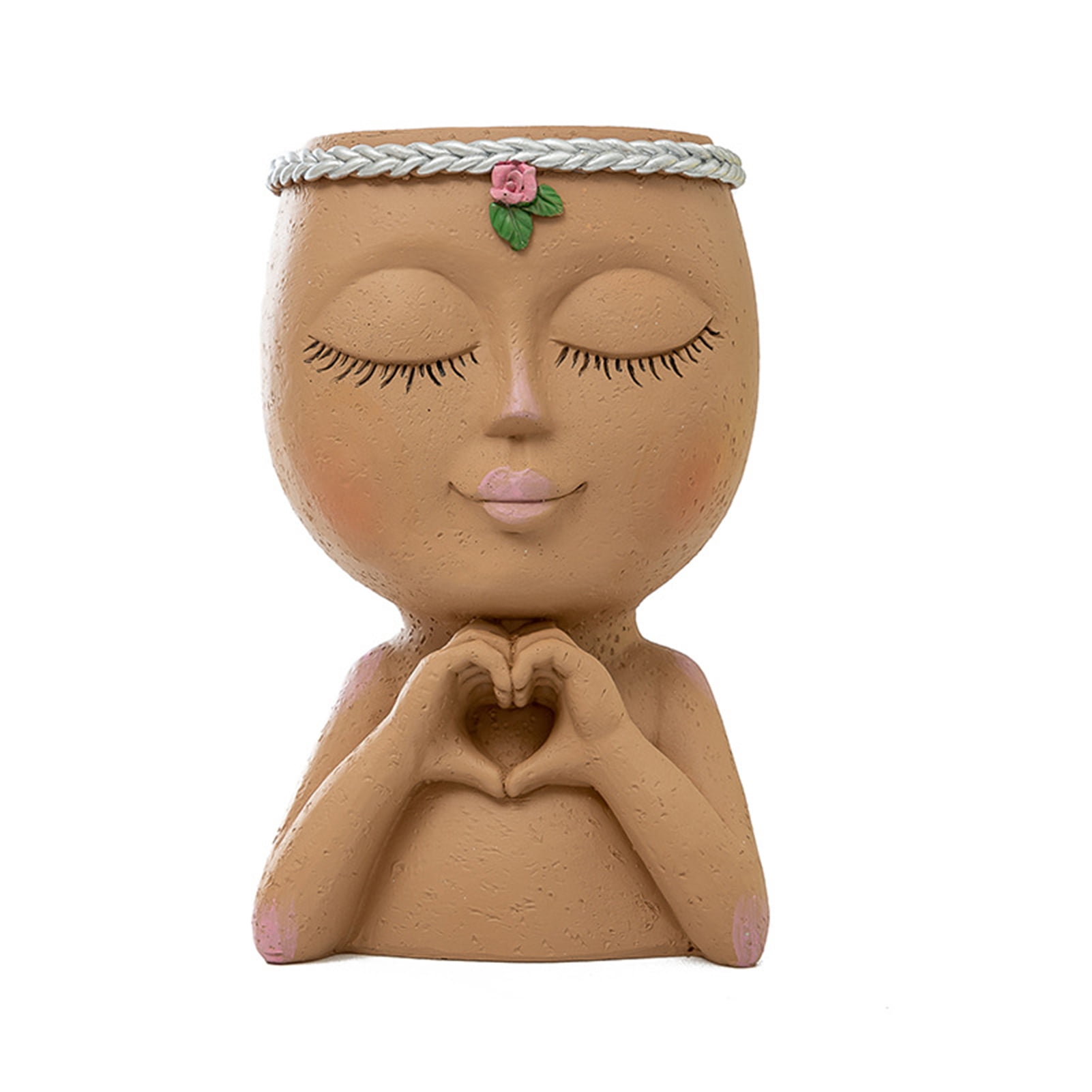 FaLX Little Girl Succulent Planter - Closed Eyes with Heart Gesture ...