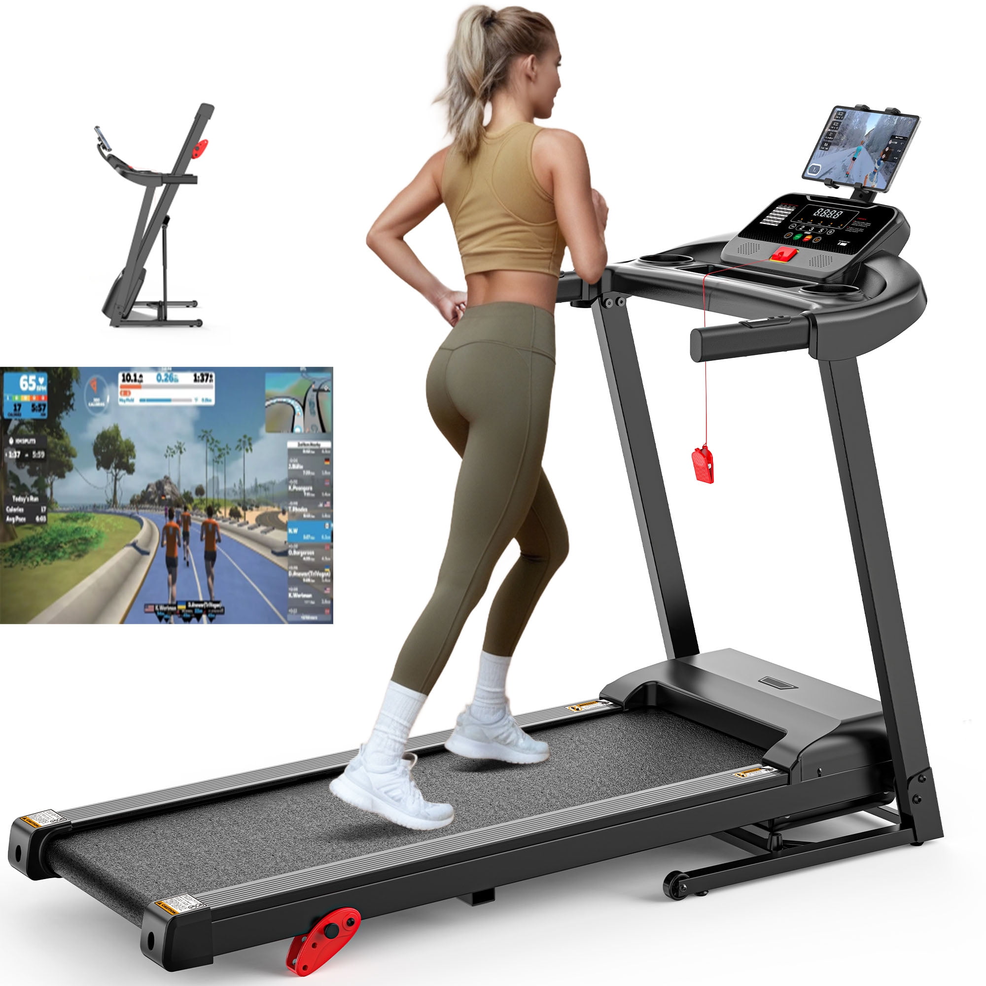 FaayFian 300LBS Capacity Folding Treadmill w/ Incline, Treadmill for ...