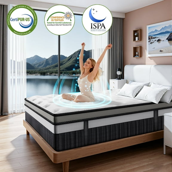 Sayre 12 Inch Full Size Premium Memory Foam Hybrid Mattress in a Box ...