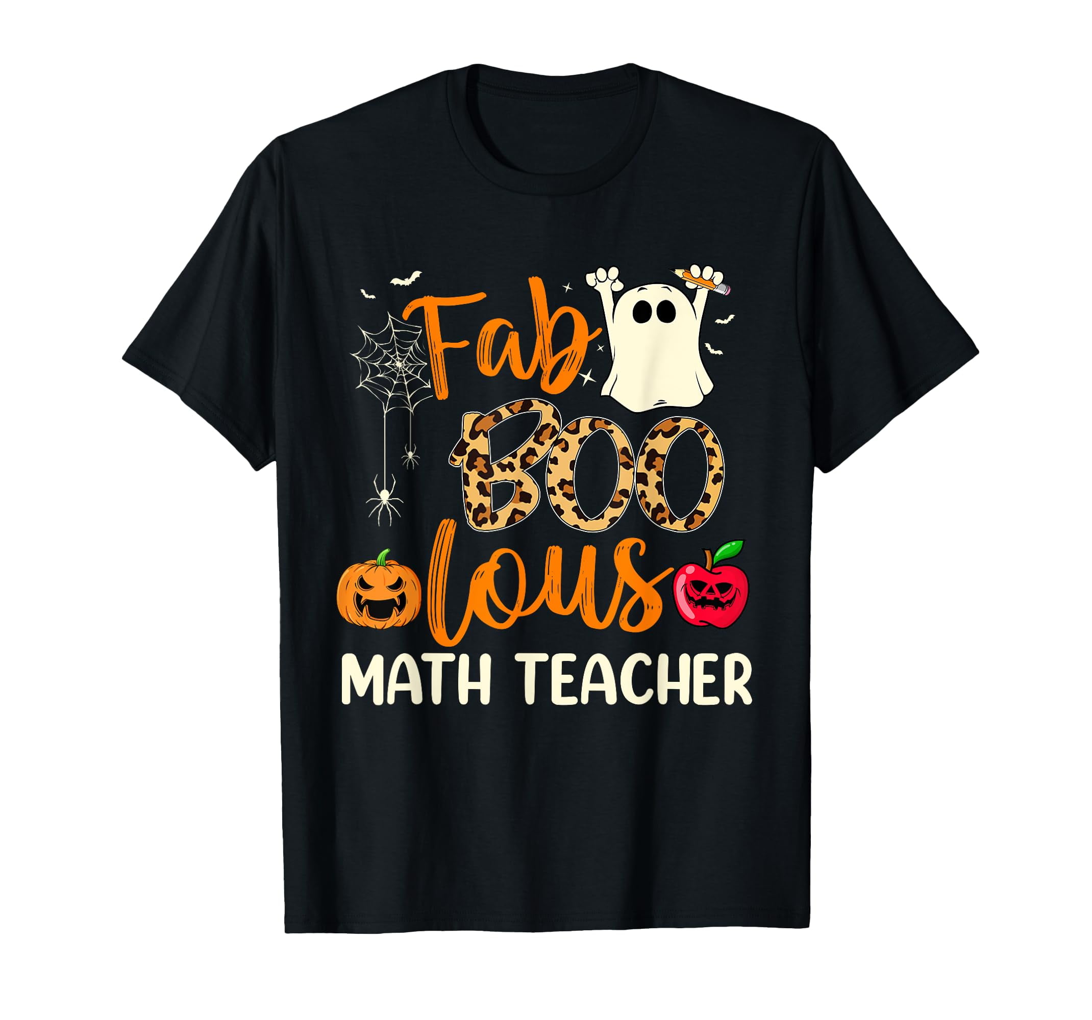 Fab Boo Lous Math Teacher Leopard Spooky Halloween Costume T-Shirt ...