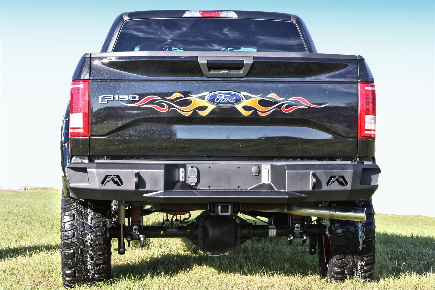 Fab Fours FF15-W3250-1 Heavy Duty Rear Bumper; 2 Stage Black Powder ...