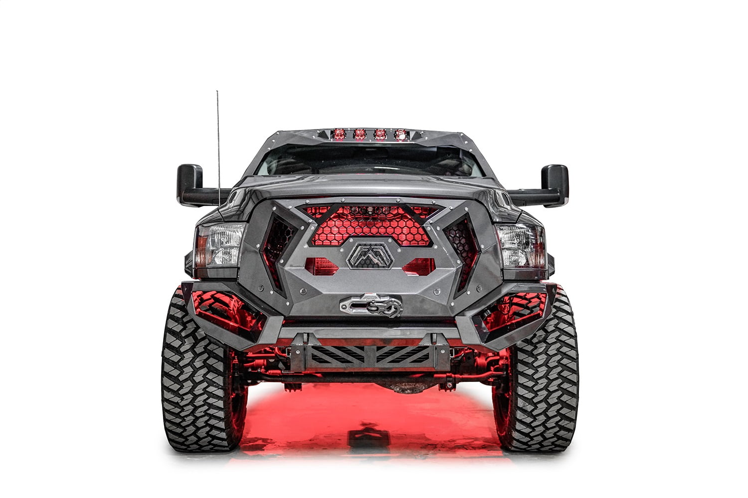 Fab Fours GR2900-1 Grumper Grill/Front Bumper; 2 Stage Black Powder ...