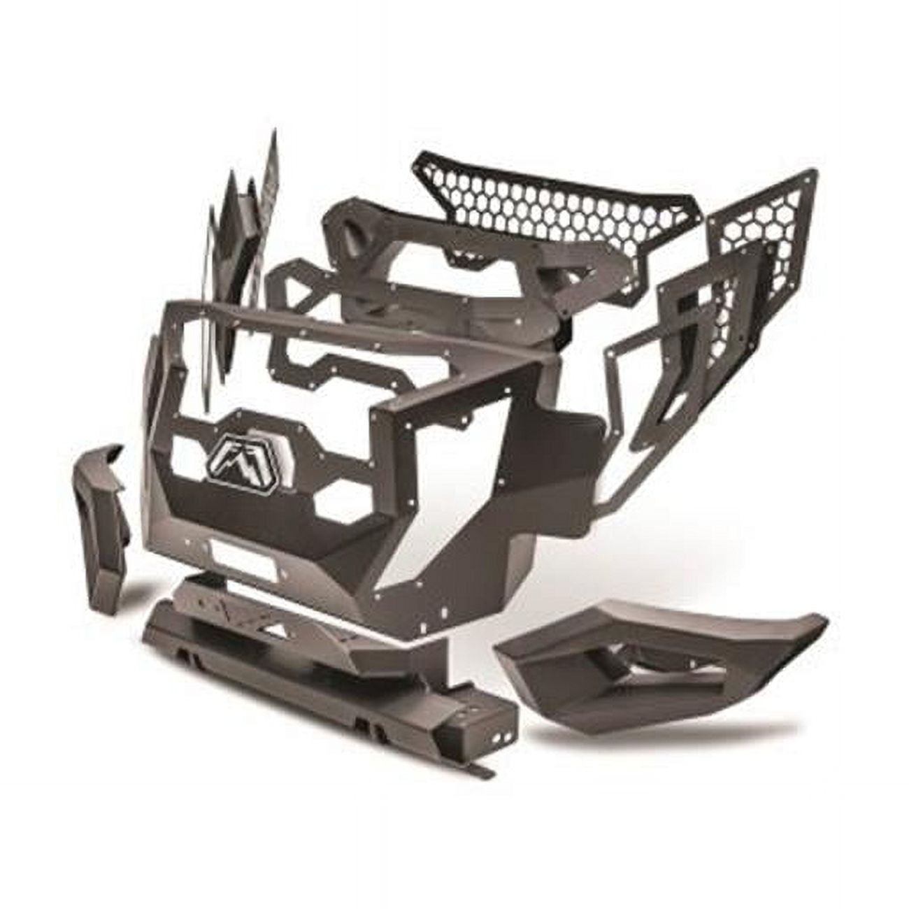 Fab Fours GR4100-1 Grumper Grill/Front Bumper; 2 Stage Black Powder ...