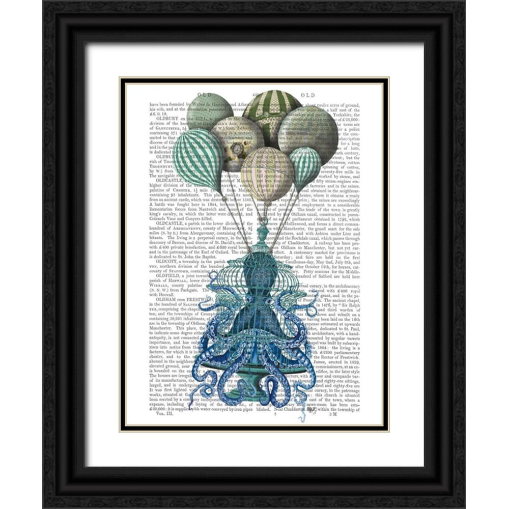 Fab Funky 12x14 Black Ornate Wood Framed with Double Matting Museum Art ...