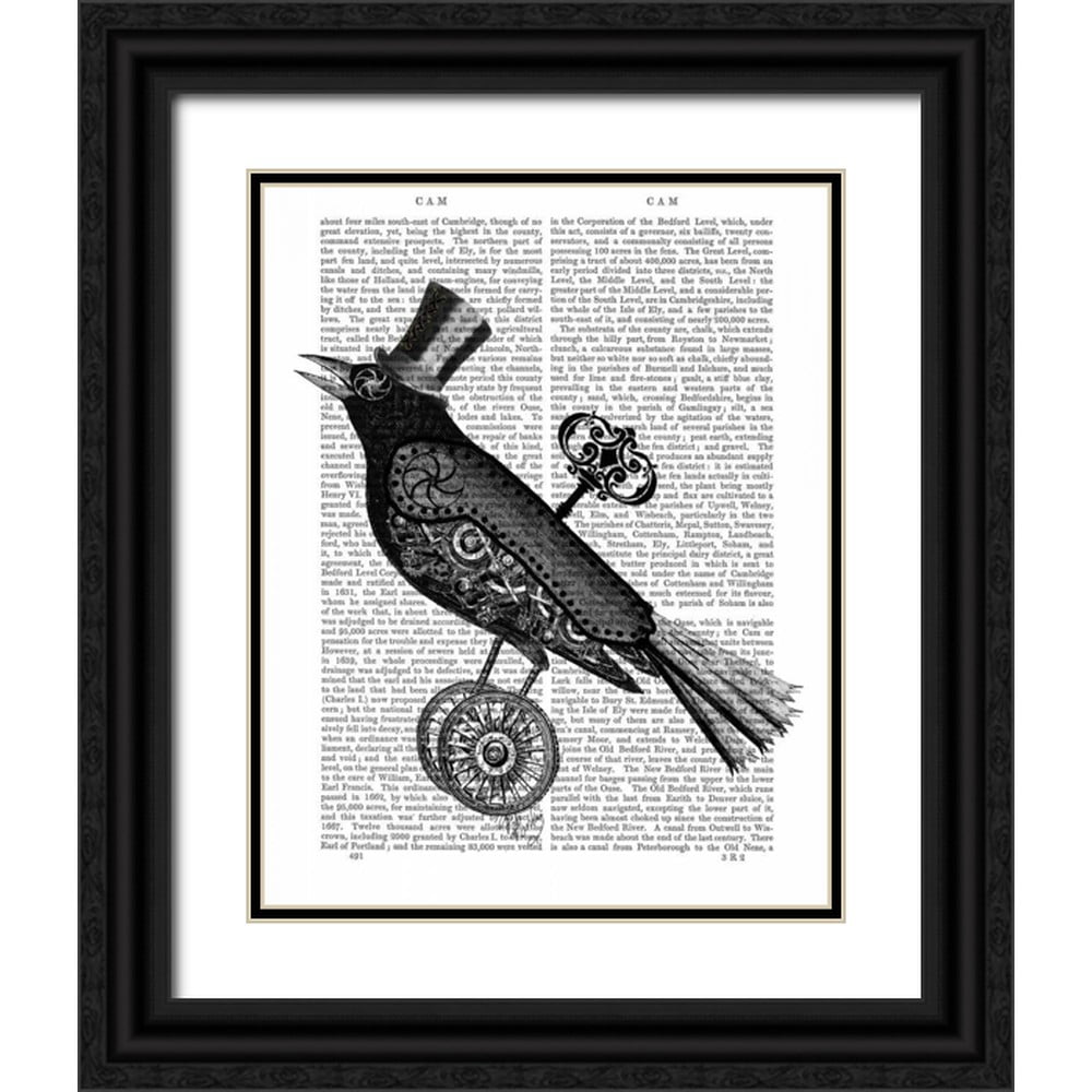 Fab Funky 12x14 Black Ornate Wood Framed with Double Matting Museum Art ...