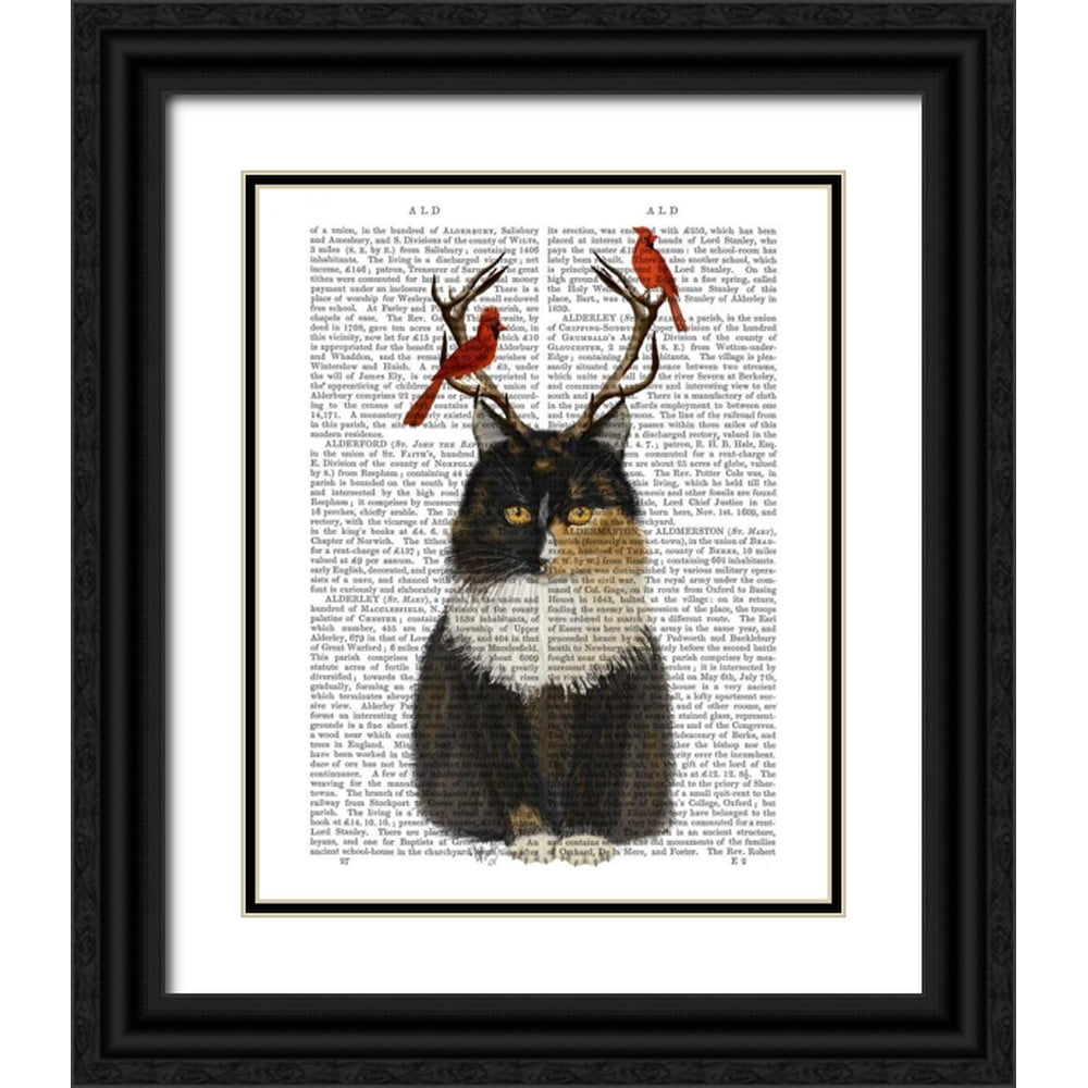 Fab Funky 12x14 Black Ornate Wood Framed with Double Matting Museum Art ...