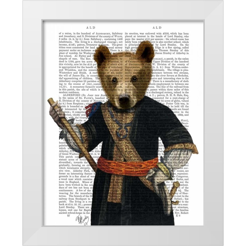 Fab Funky 12x14 White Modern Wood Framed Museum Art Print Titled - Bear ...