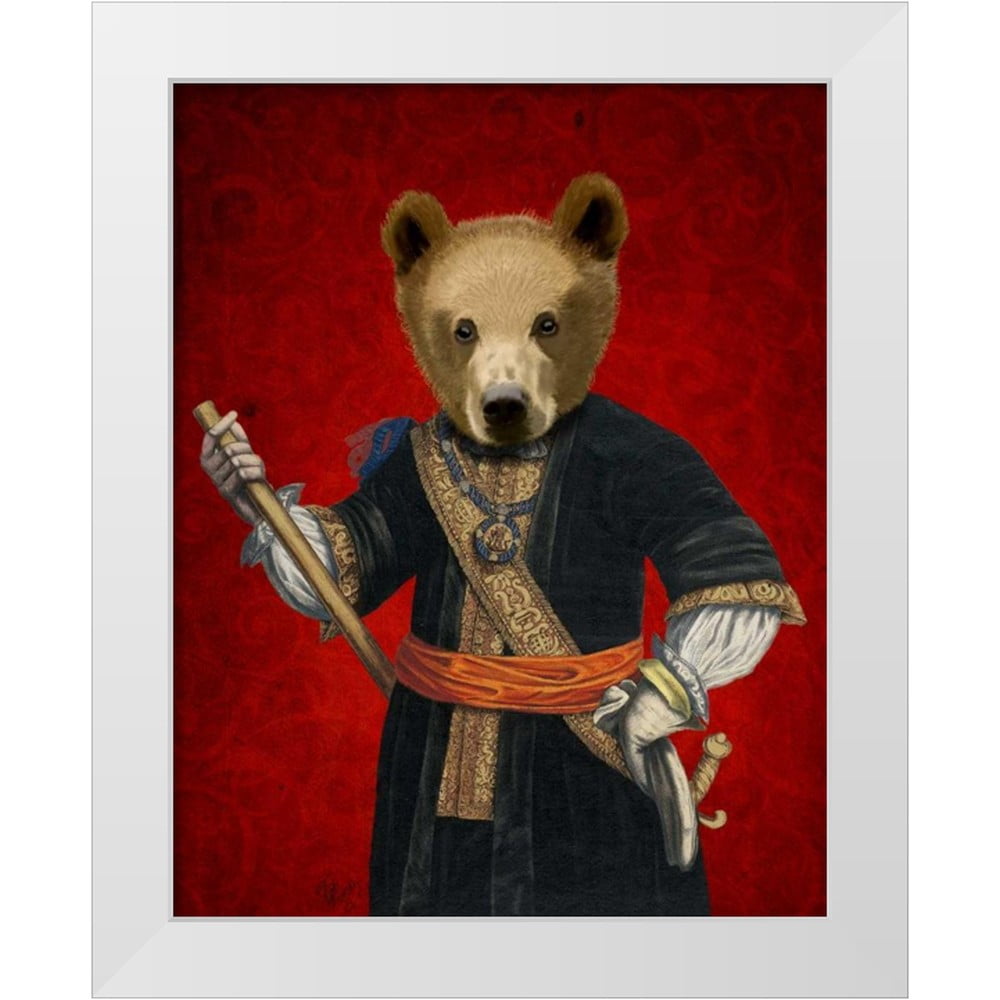 Fab Funky 12x14 White Modern Wood Framed Museum Art Print Titled - Bear ...