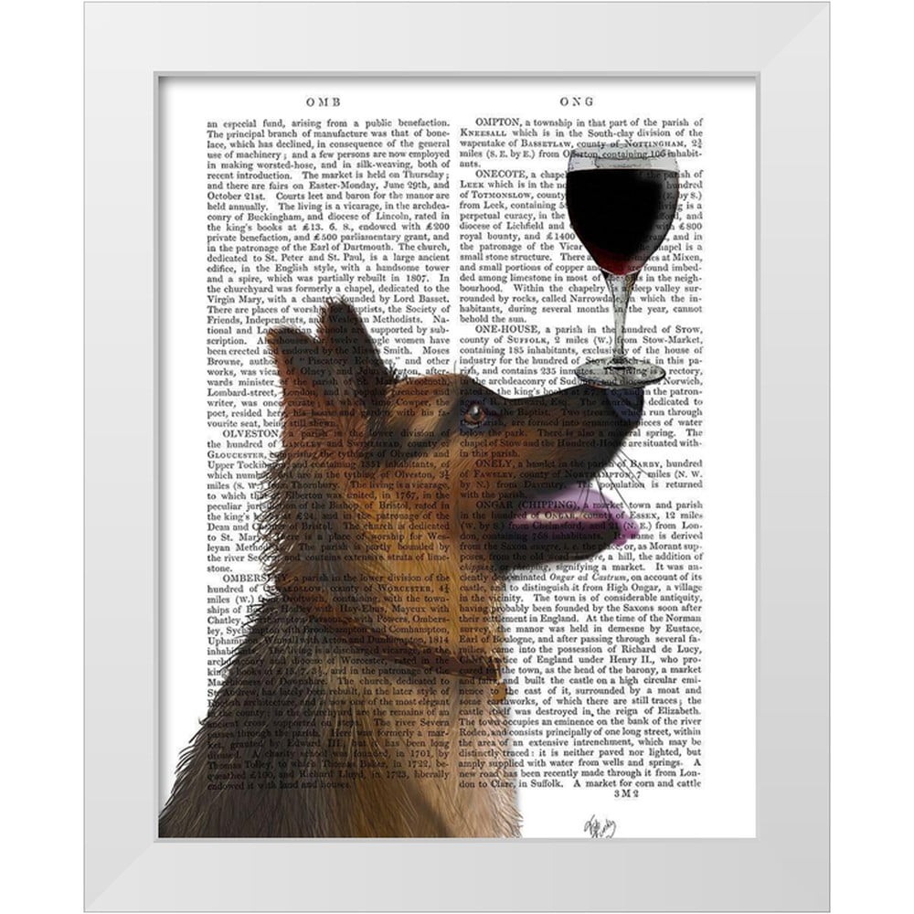 Fab Funky 12x14 White Modern Wood Framed Museum Art Print Titled - Dog ...