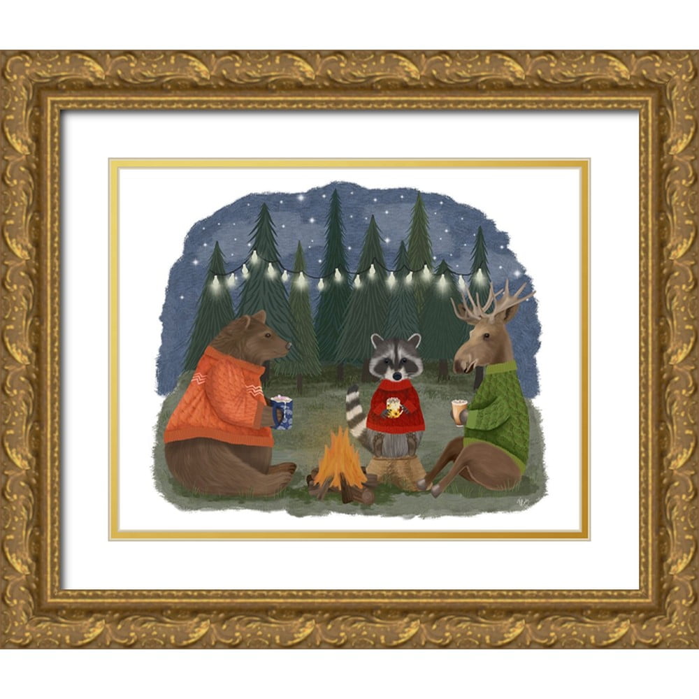 Fab Funky 14x12 Gold Ornate Wood Framed with Double Matting Museum Art ...