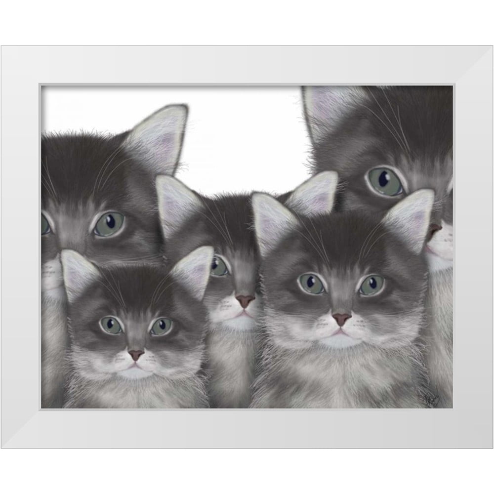 Fab Funky 14x12 White Modern Wood Framed Museum Art Print Titled - Cat ...
