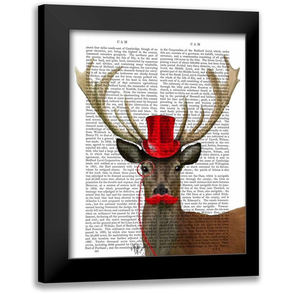 Fab Funky 15x18 Black Modern Framed Museum Art Print Titled - Deer with ...