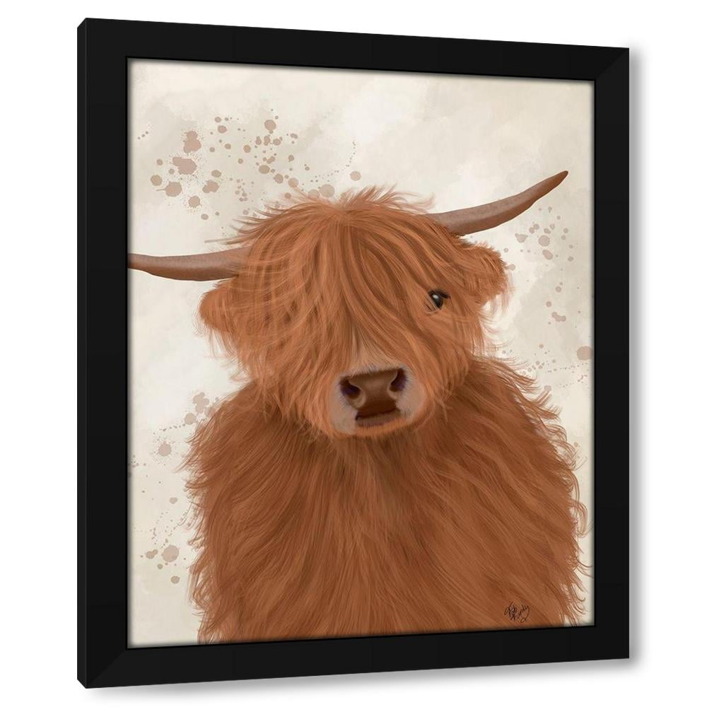 Fab Funky 15x18 Black Modern Wood Framed Wall Art Titled - Highland Cow ...