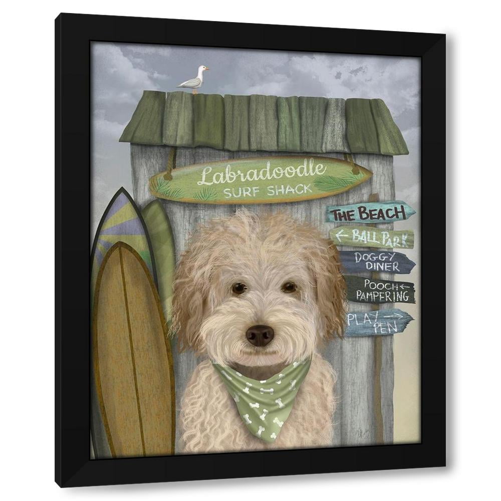 Fab Funky 15x18 Black Modern Wood Framed Wall Art Titled - Labradoodle ...