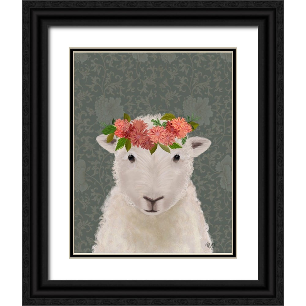 Fab Funky 15x18 Black Ornate Wood Framed with Double Matting Museum Art ...