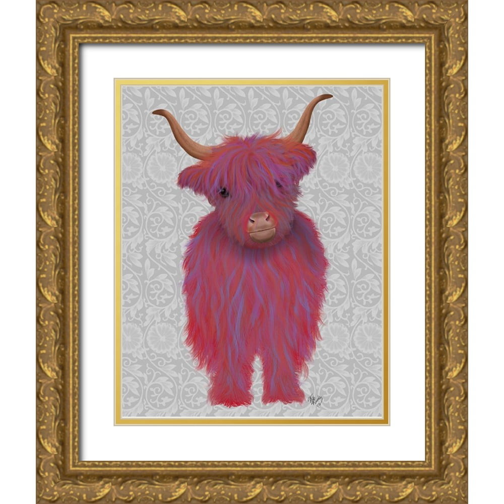 Fab Funky 15x18 Gold Ornate Wood Framed with Double Matting Museum Art Print Titled - Highland ...