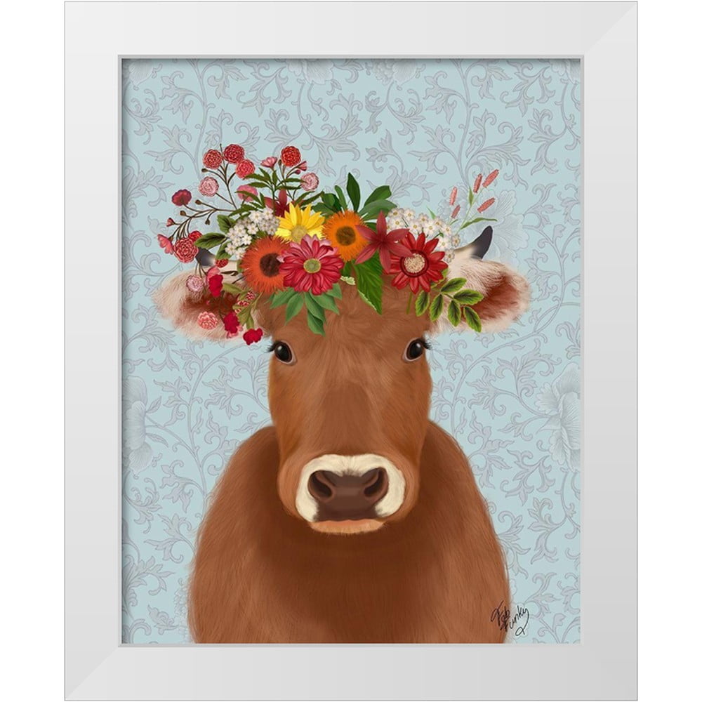 Fab Funky 15x18 White Modern Wood Framed Museum Art Print Titled - Cow ...