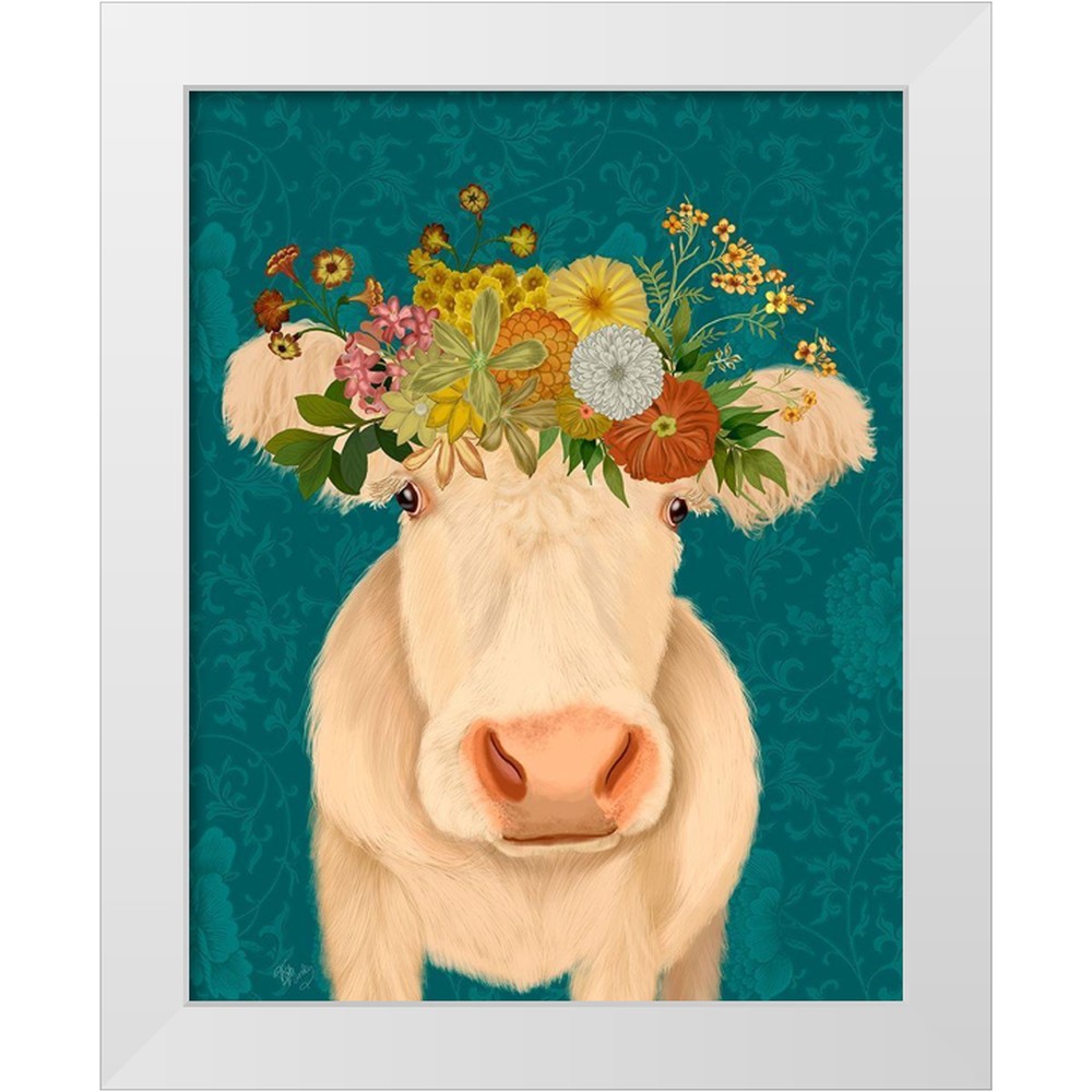 Fab Funky 15x18 White Modern Wood Framed Museum Art Print Titled - Cow ...