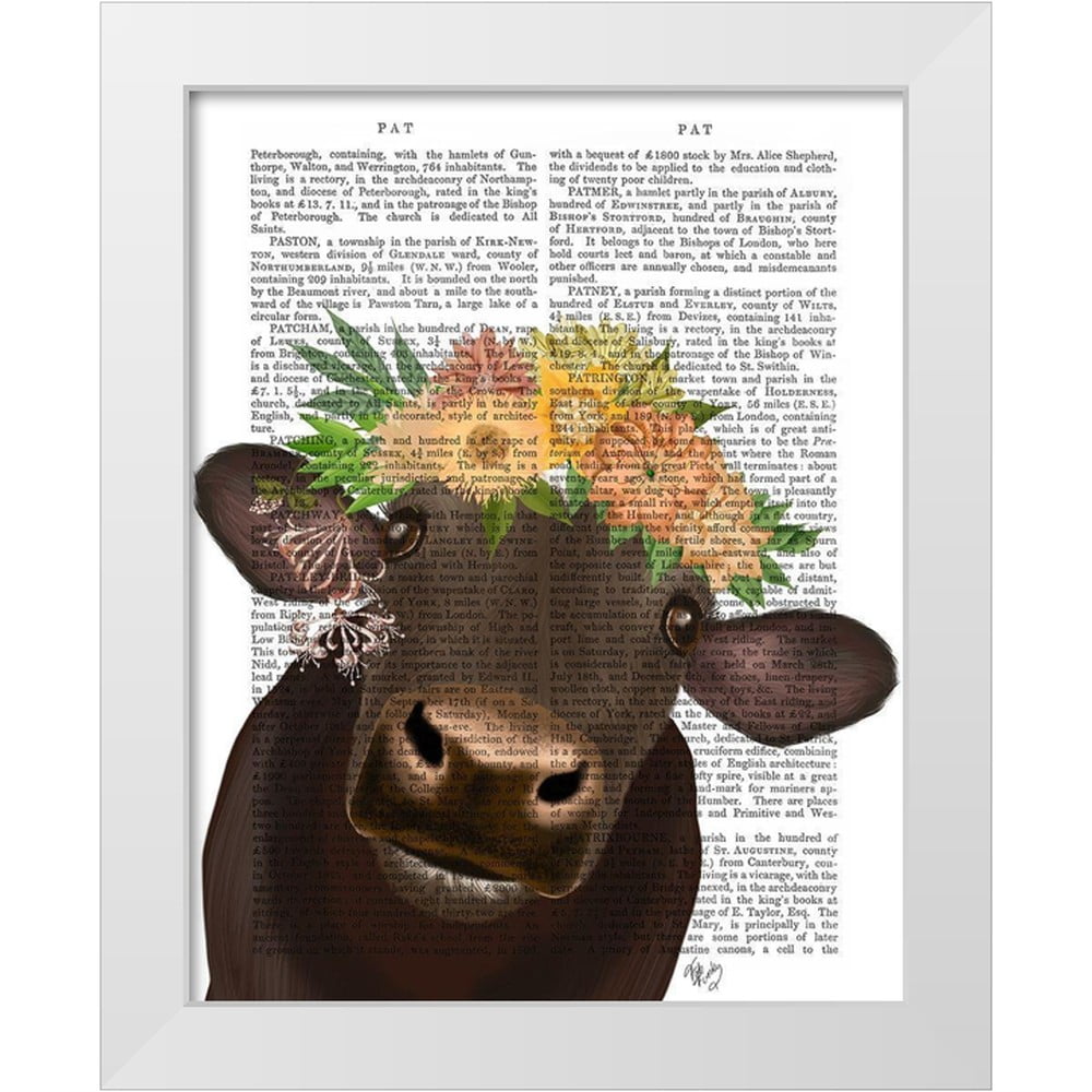 Fab Funky 15x18 White Modern Wood Framed Museum Art Print Titled - Cow ...
