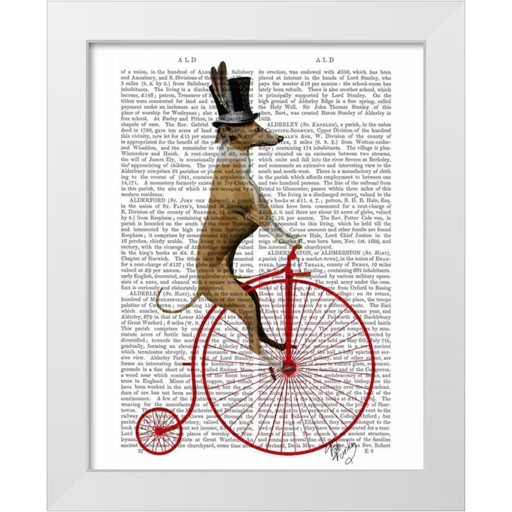 Fab Funky 15x18 White Modern Wood Framed Museum Art Print Titled - Greyhound on Red Penny ...