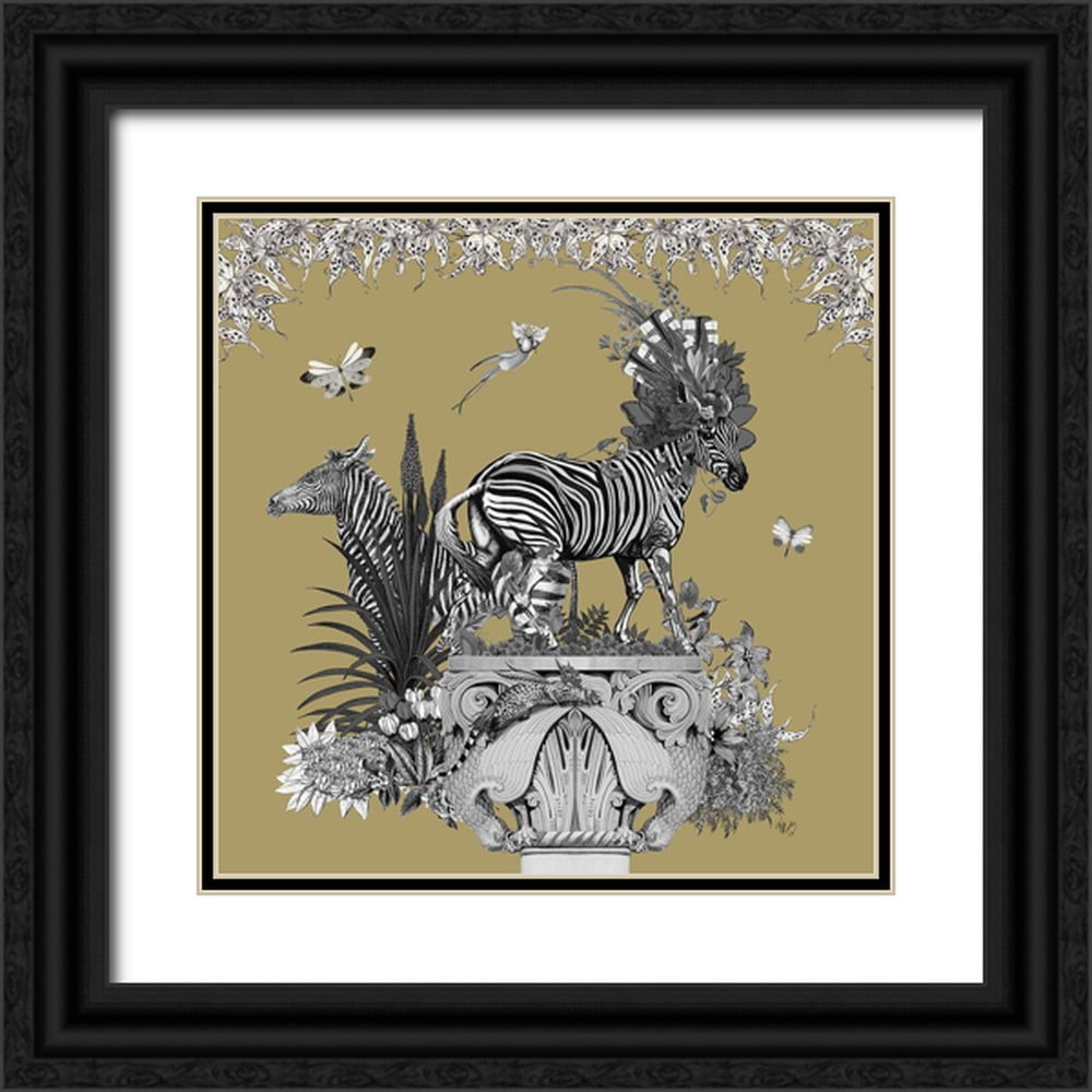 Fab Funky 20x20 Black Ornate Wood Framed with Double Matting Museum Art ...