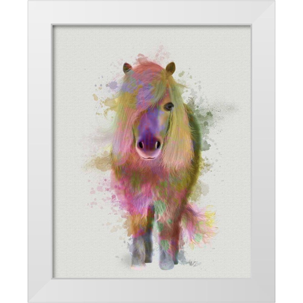 Fab Funky 20x24 White Modern Wood Framed Museum Art Print Titled - Pony ...