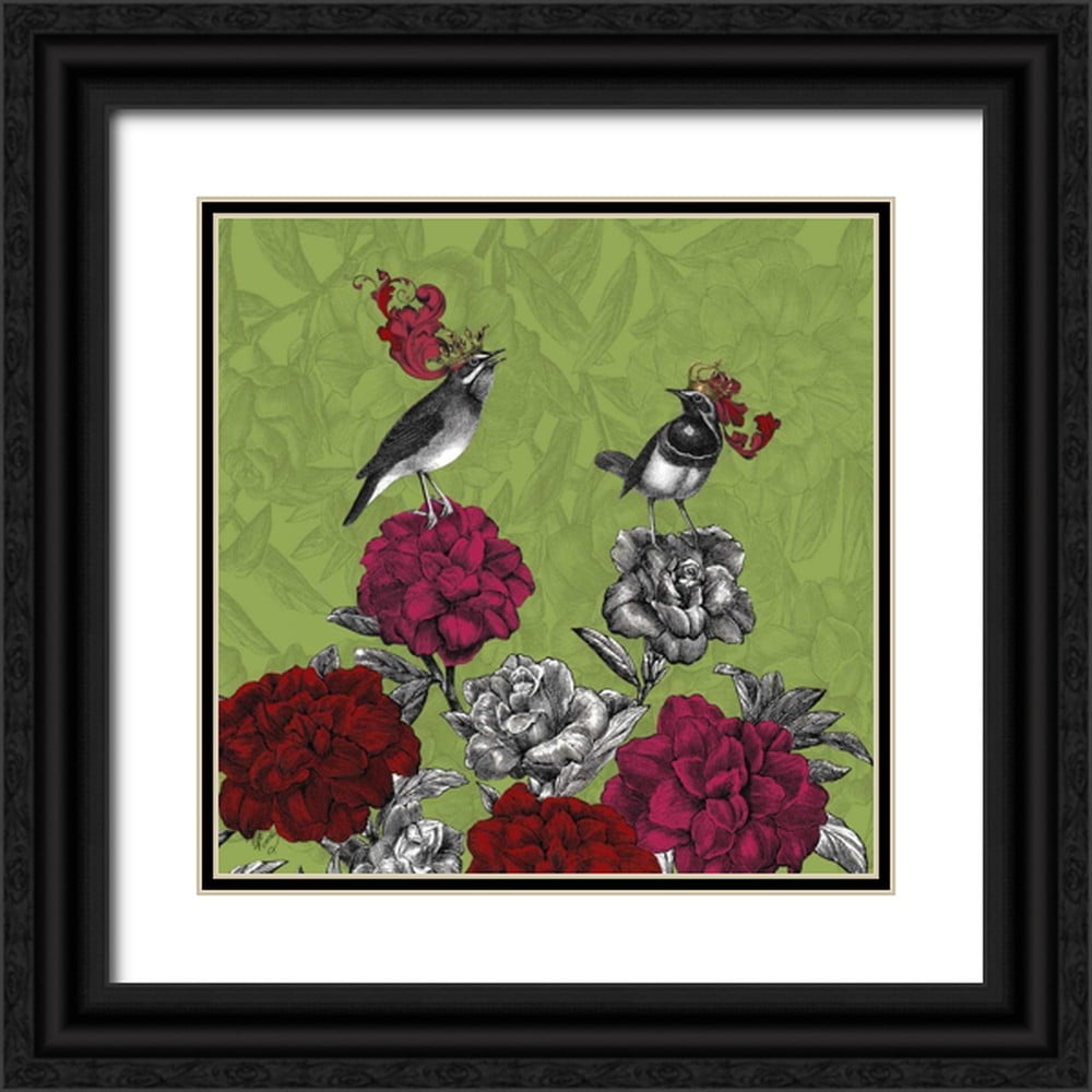 Fab Funky 26x26 Black Ornate Wood Framed with Double Matting Museum Art ...